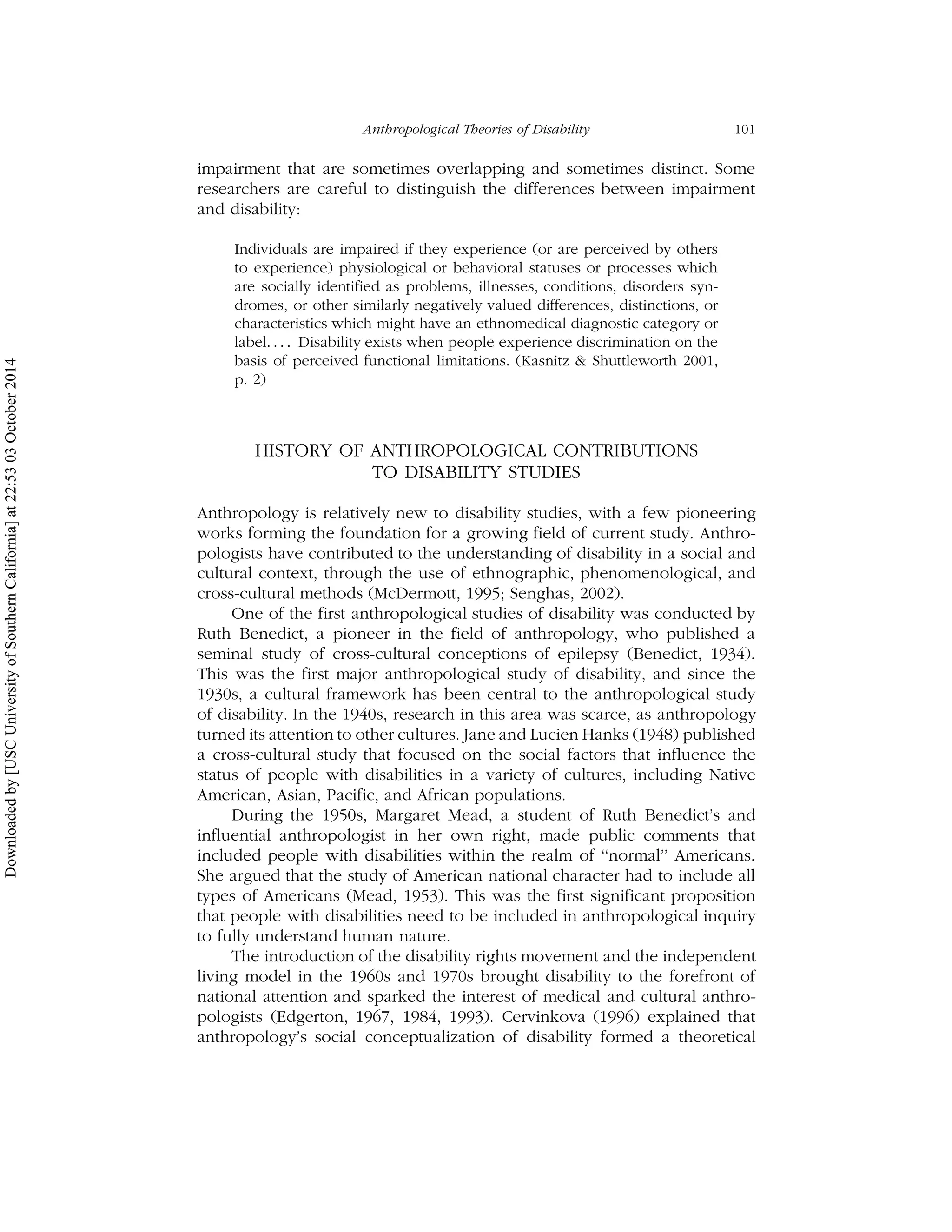 Anthropological theories of disability | PDF