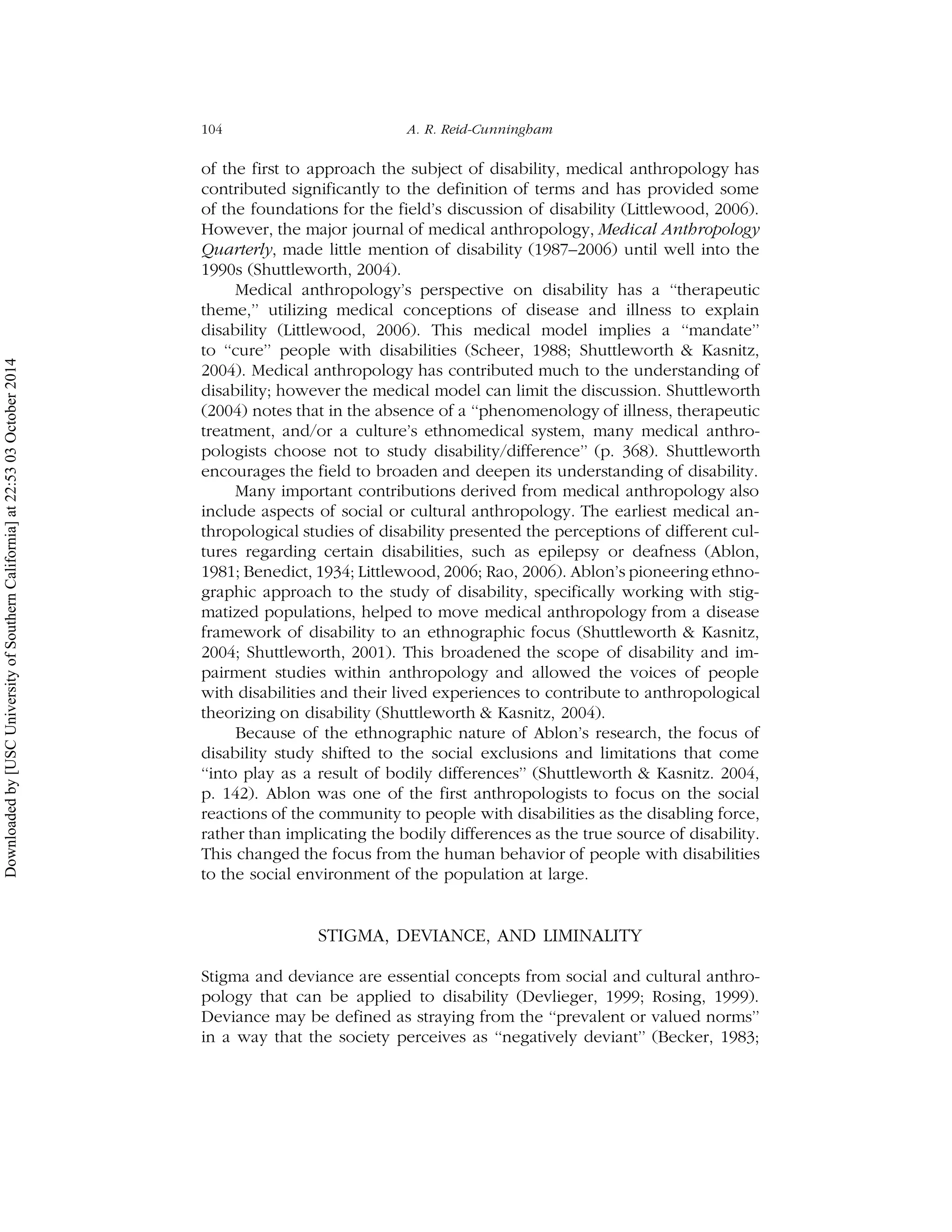 Anthropological theories of disability | PDF