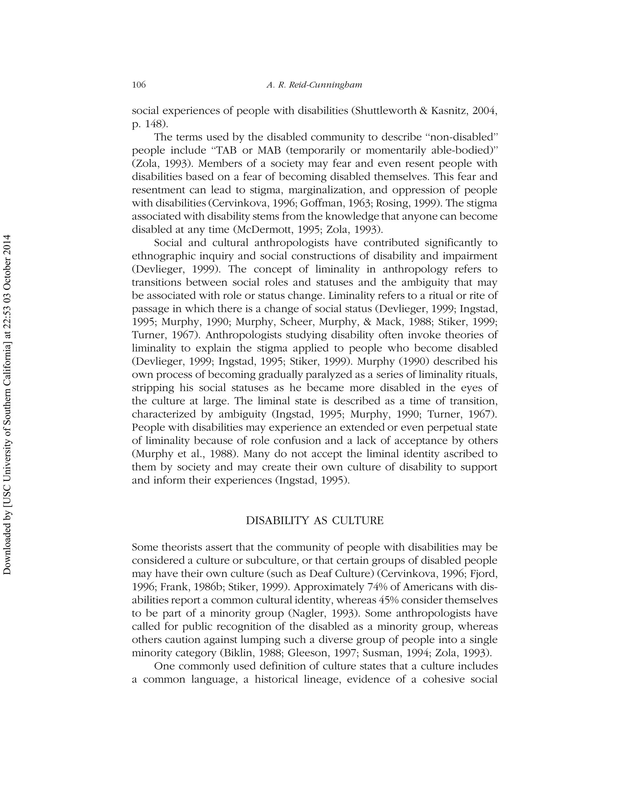 Anthropological theories of disability | PDF