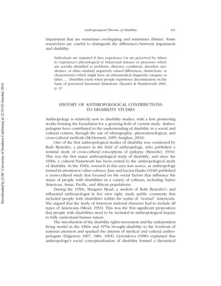 Anthropological theories of disability | PDF