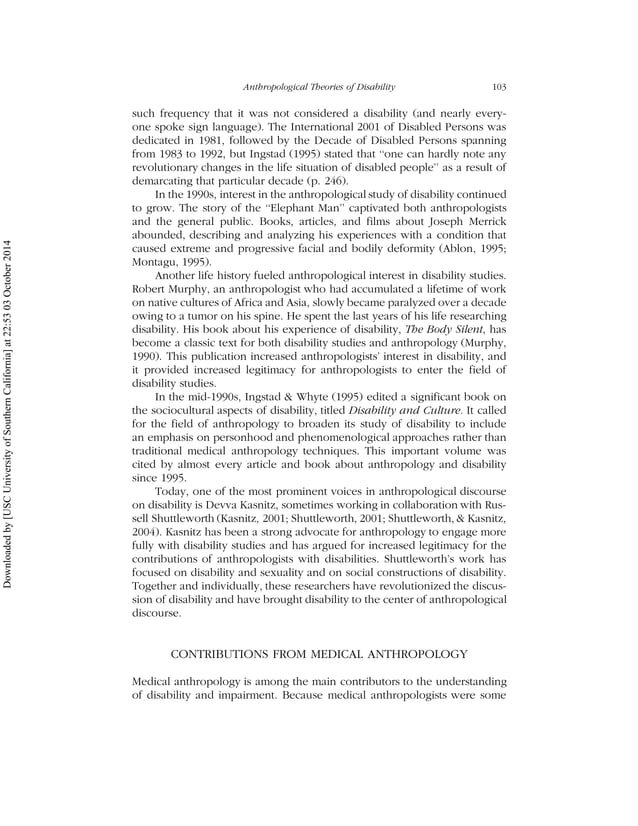 Anthropological theories of disability | PDF