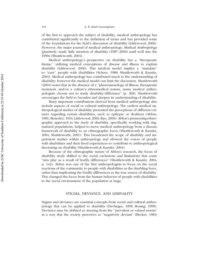Anthropological theories of disability | PDF
