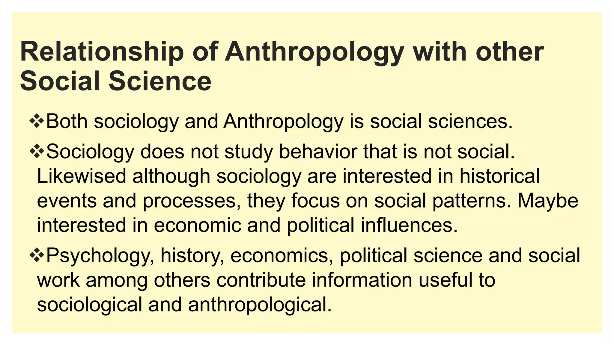 Anthropology, Sociology and Political Science | PPTX