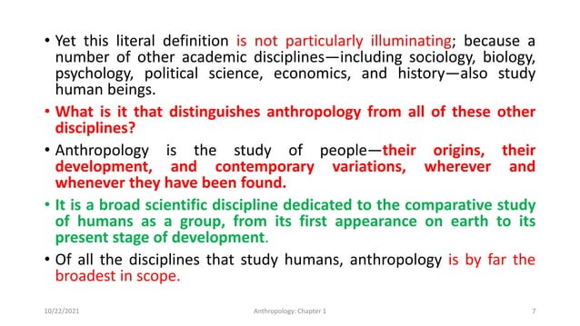 Anthropology Chapter 1 PPT.pdf for fresh man | PDF | Science