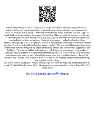 Anthropology Essays | PDF