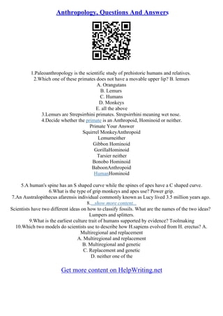 Anthropology Essay Topics | PDF