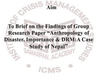 Anthropology of disaster | PDF