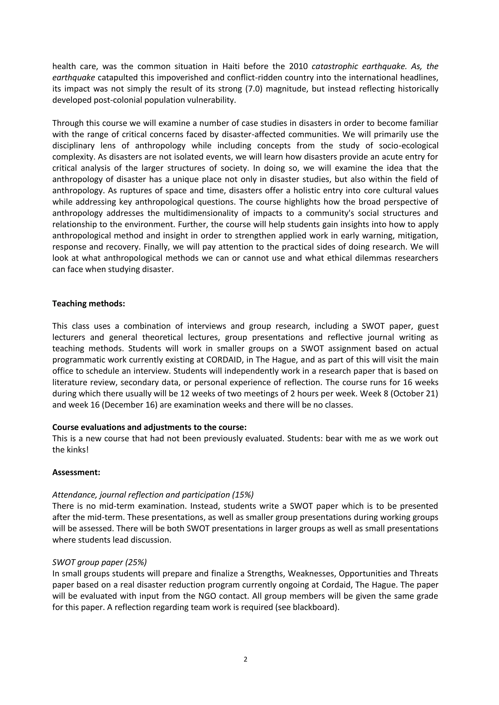 Anthropology of disaster 2013 14 | PDF