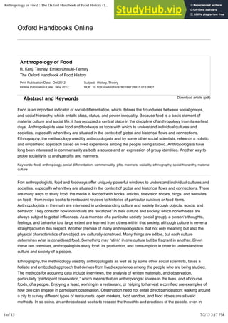 Anthropology Of Food 2012 | PDF