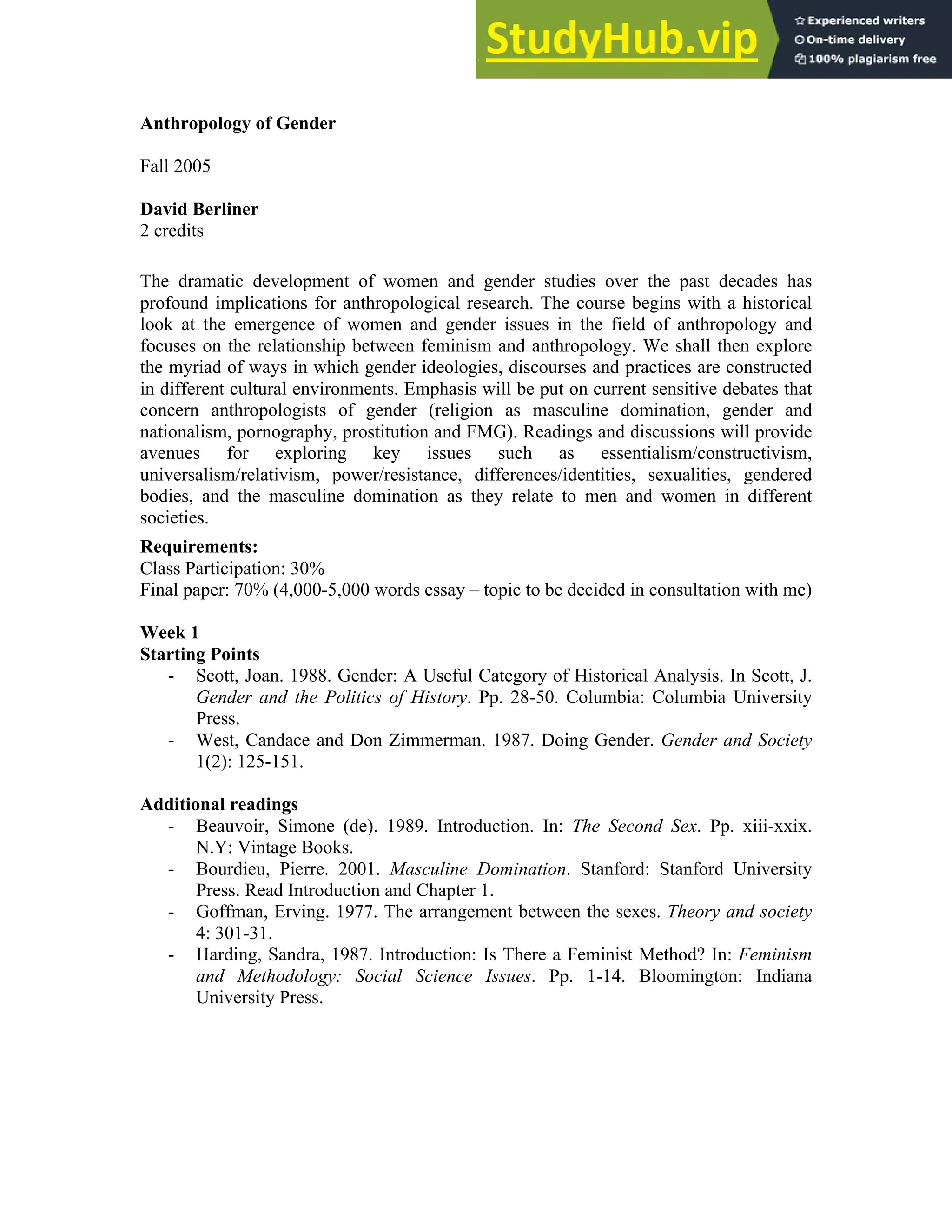 Anthropology Of Gender | PDF