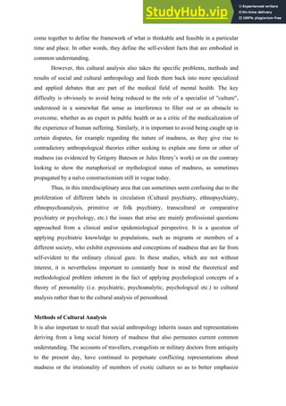 Anthropology Of Mental Illness | PDF