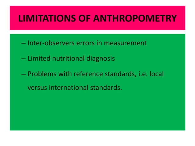 Anthropometric assessment | PPTX | Medical Tests | Medical Health