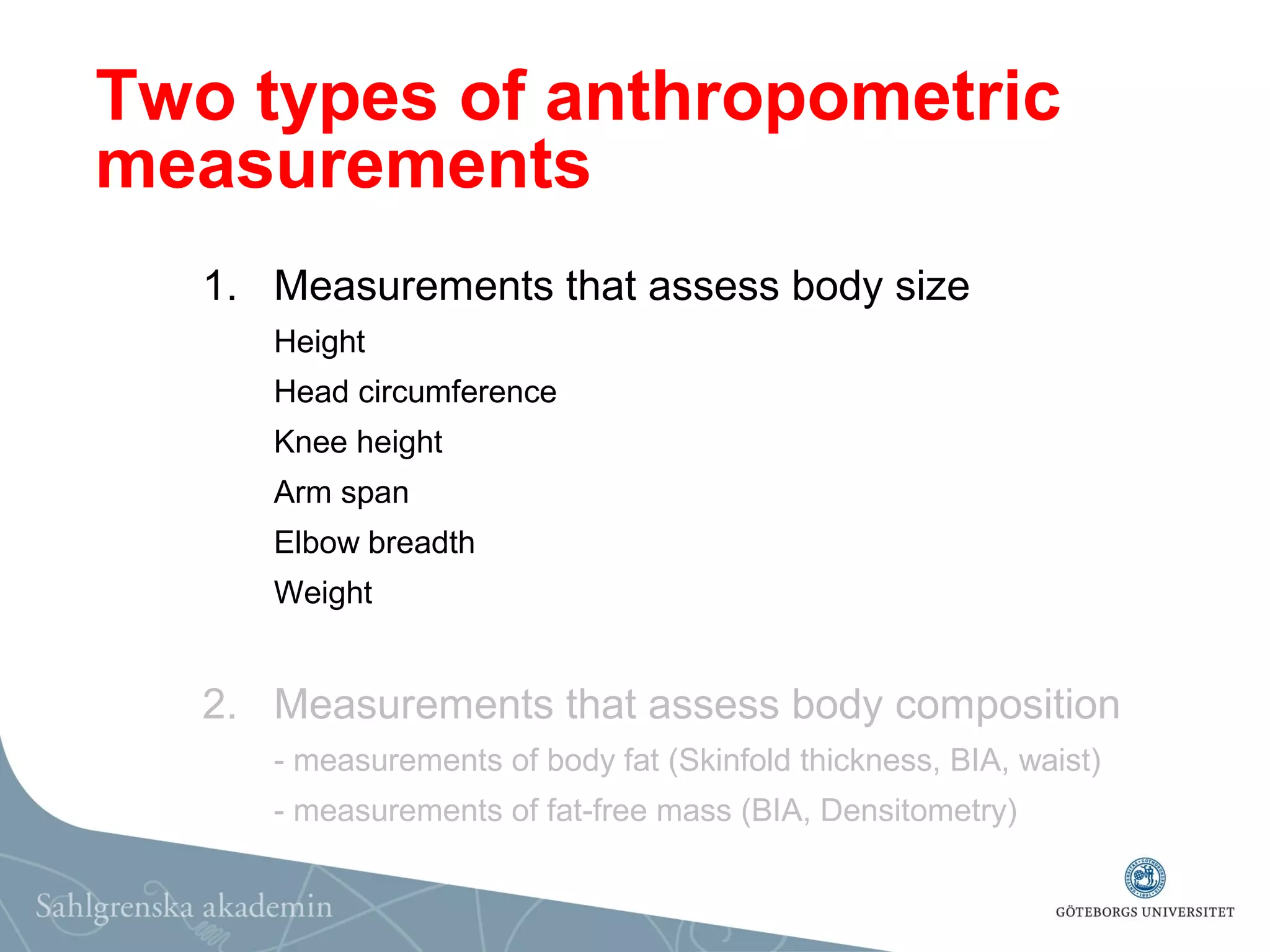 Anthropometric assessment of body composition | PPT