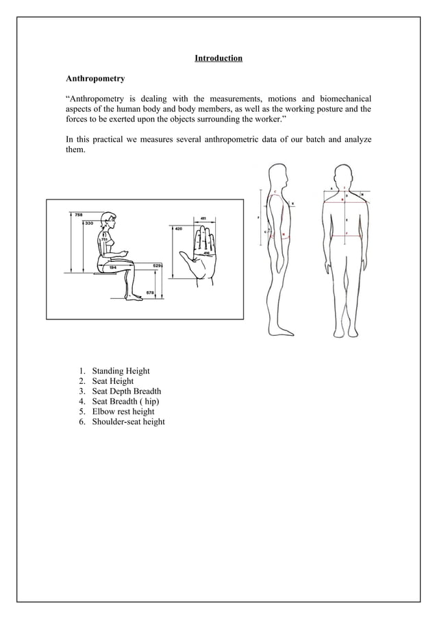 Anthropometric data and analysis | PDF