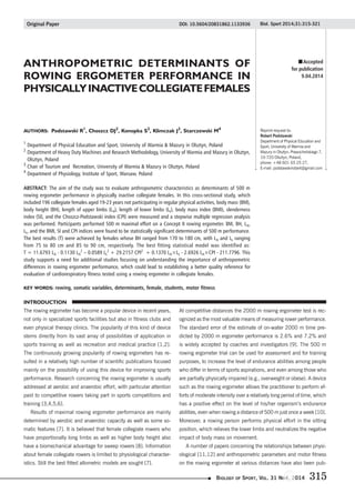 Anthropometric determinants of rowing ergometer performance in physically inactive collegiate ...