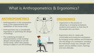 Anthropometrics and Ergonomics in Educational Spaces | PPTX