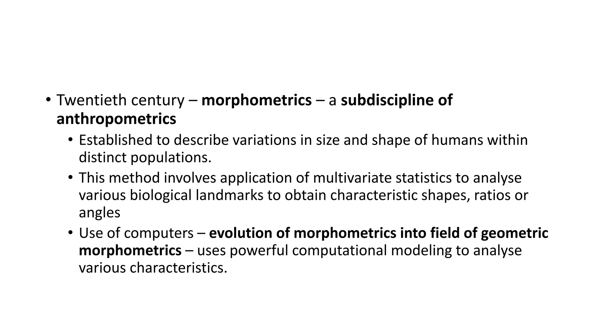 Anthropometry and Morphometry and their applications Dr Somashekar C.pptx