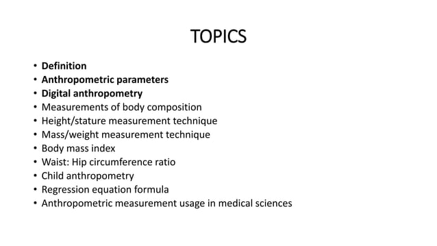 Anthropometry and Morphometry and their applications Dr Somashekar C.pptx
