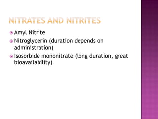 Pharmacology: Anti anginal drugs flashcards | PPT