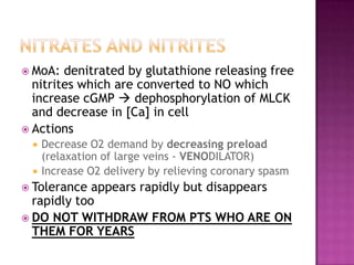 Pharmacology: Anti anginal drugs flashcards | PPT