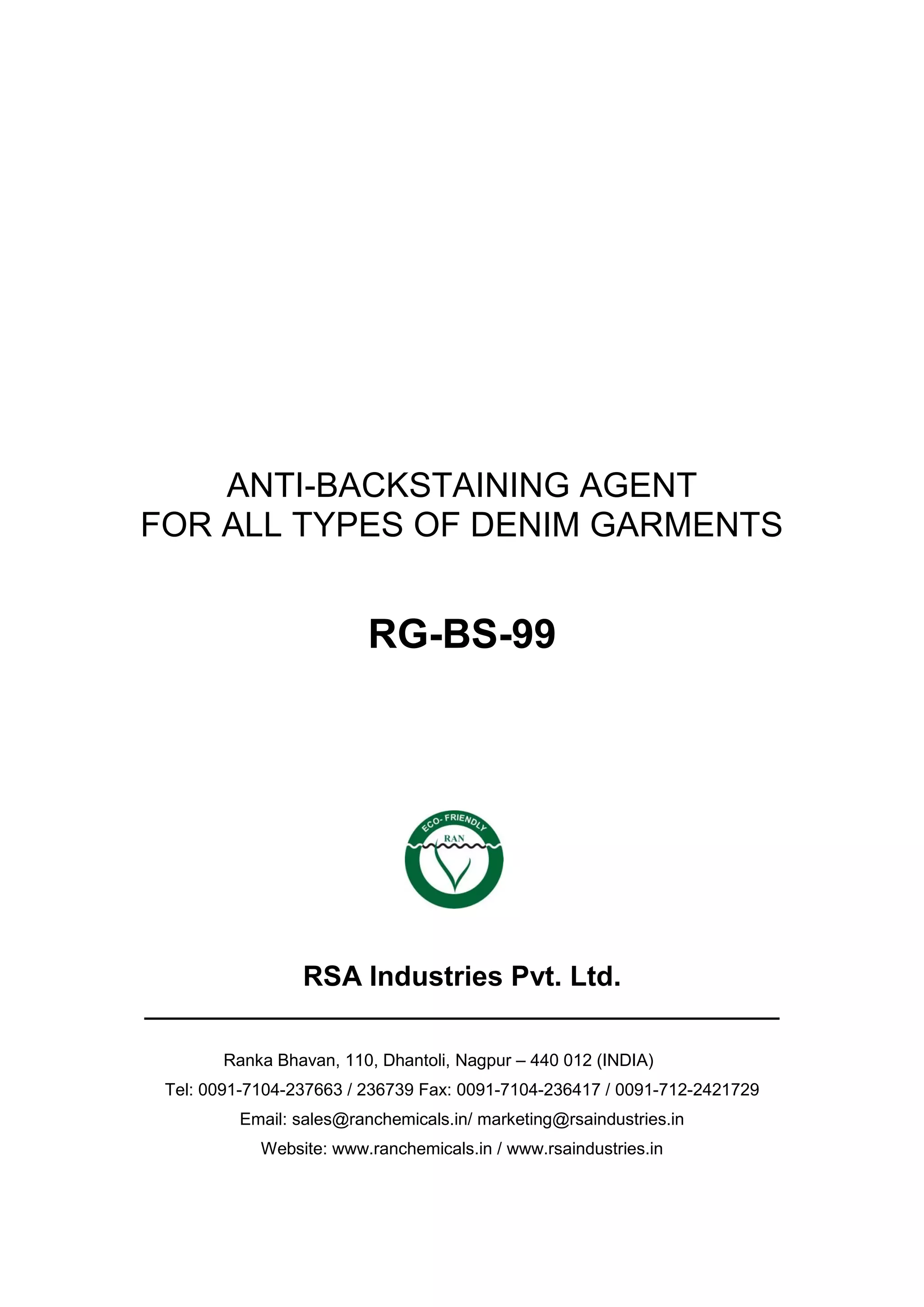 RAN Chemicals - Products - Textile - Garment - Anti back staining ...