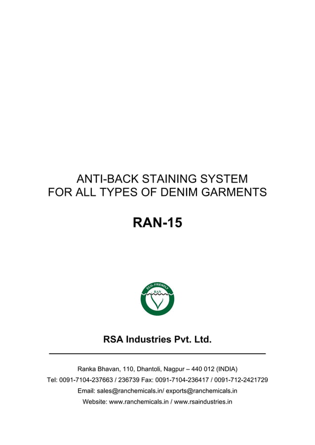 RAN Chemicals - Products - Textile - Garment - Anti back staining ...