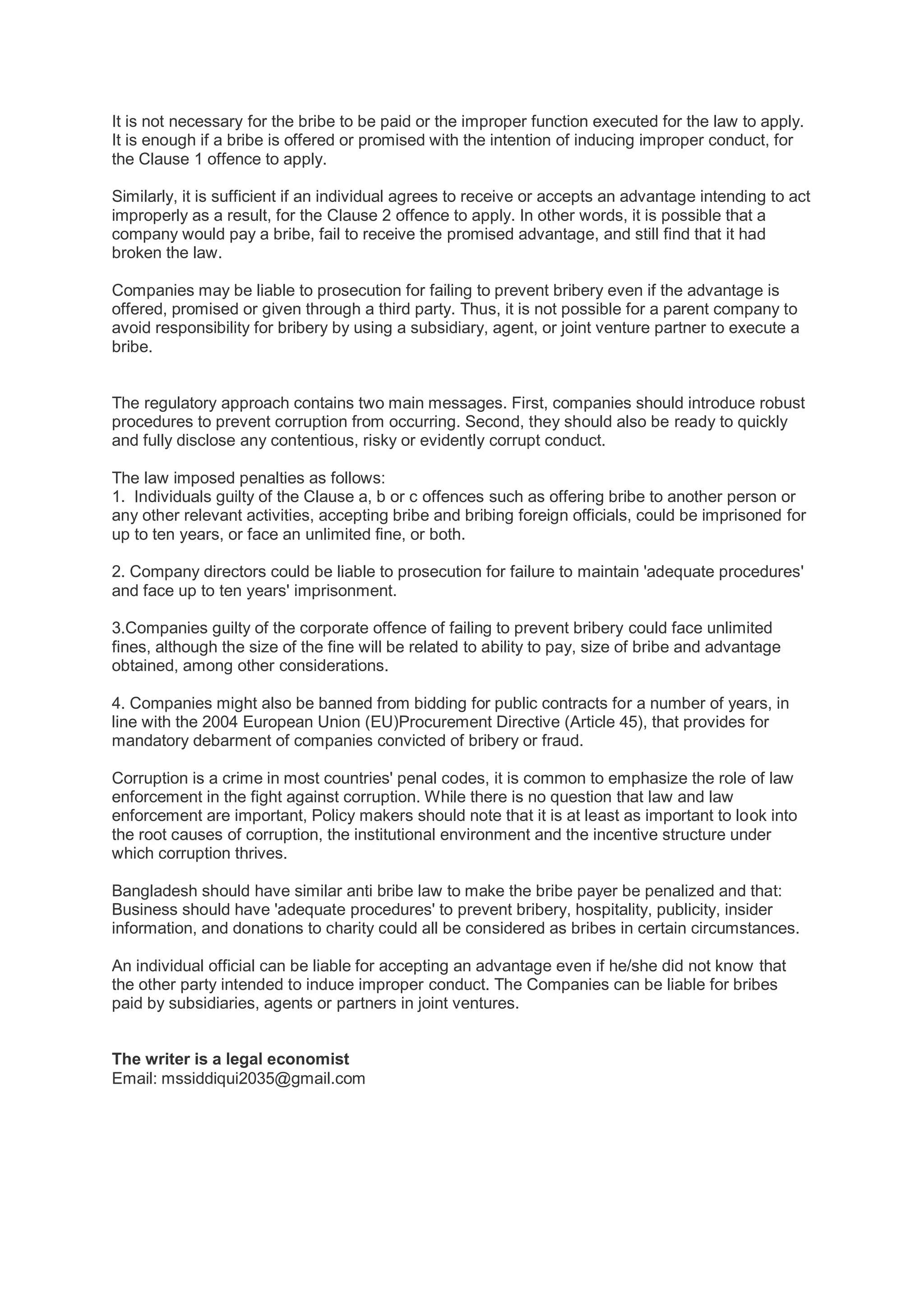 Anti bribery law for bangladesh | PDF