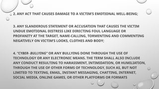 Presentation for Anti-Bullying Act of 2013 | PPTX