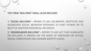 Presentation for Anti-Bullying Act of 2013 | PPTX