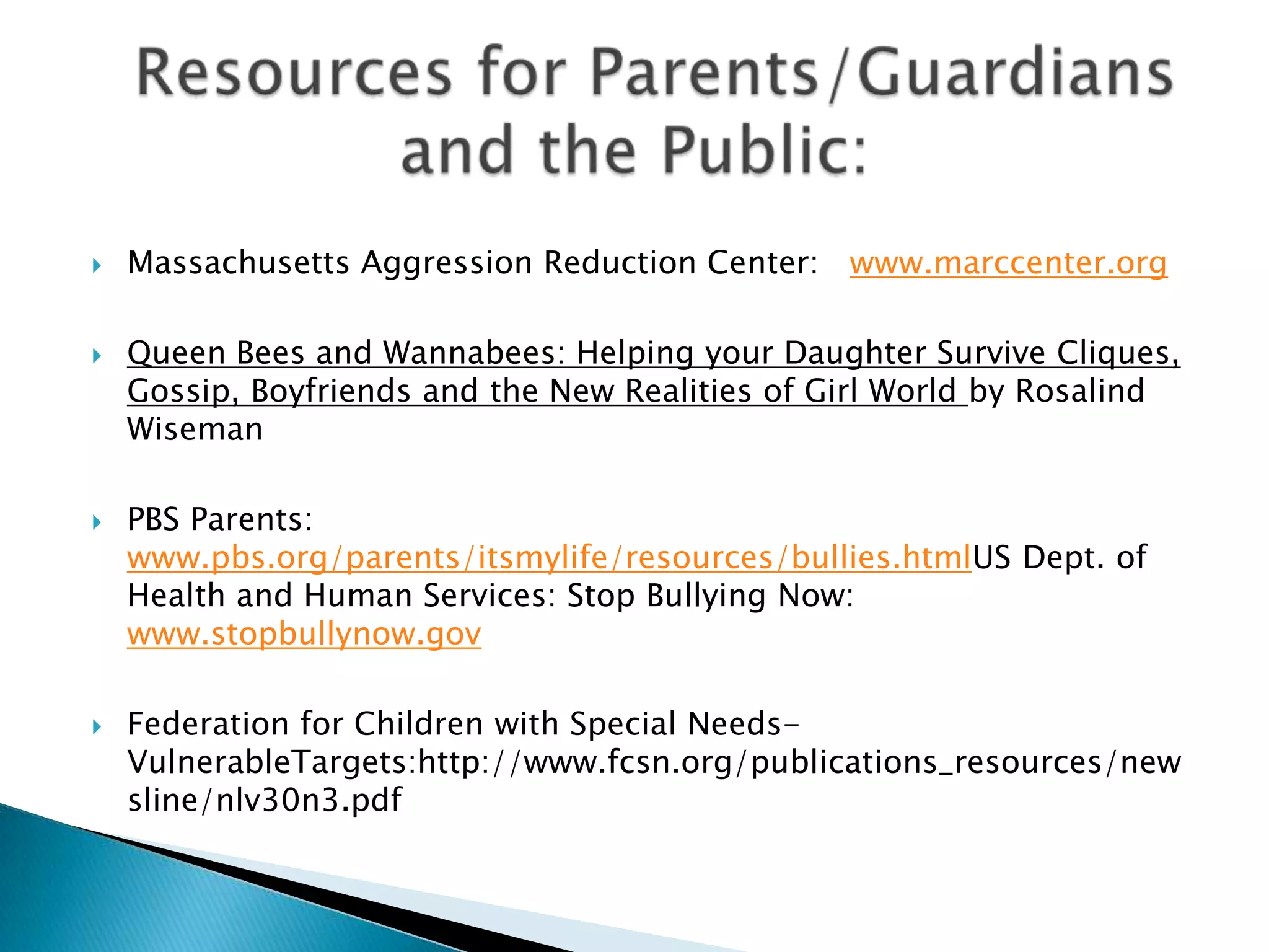 Anti bullying resources from Franklin's anti-bullying task force | PPTX