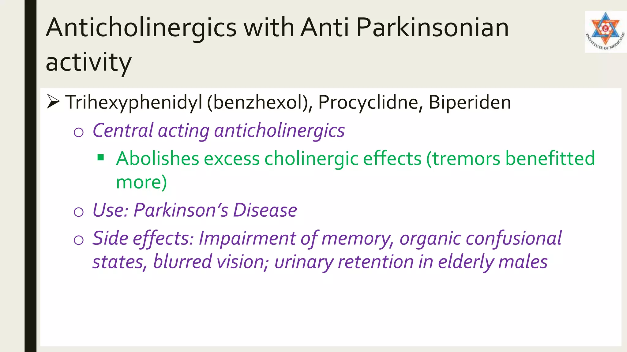 Anti cholinergic drugs-2020 | PPTX