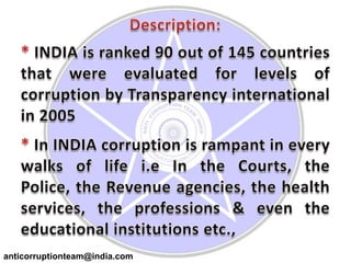 ANTI CORRUPTION TEAM INDIA | PPTX
