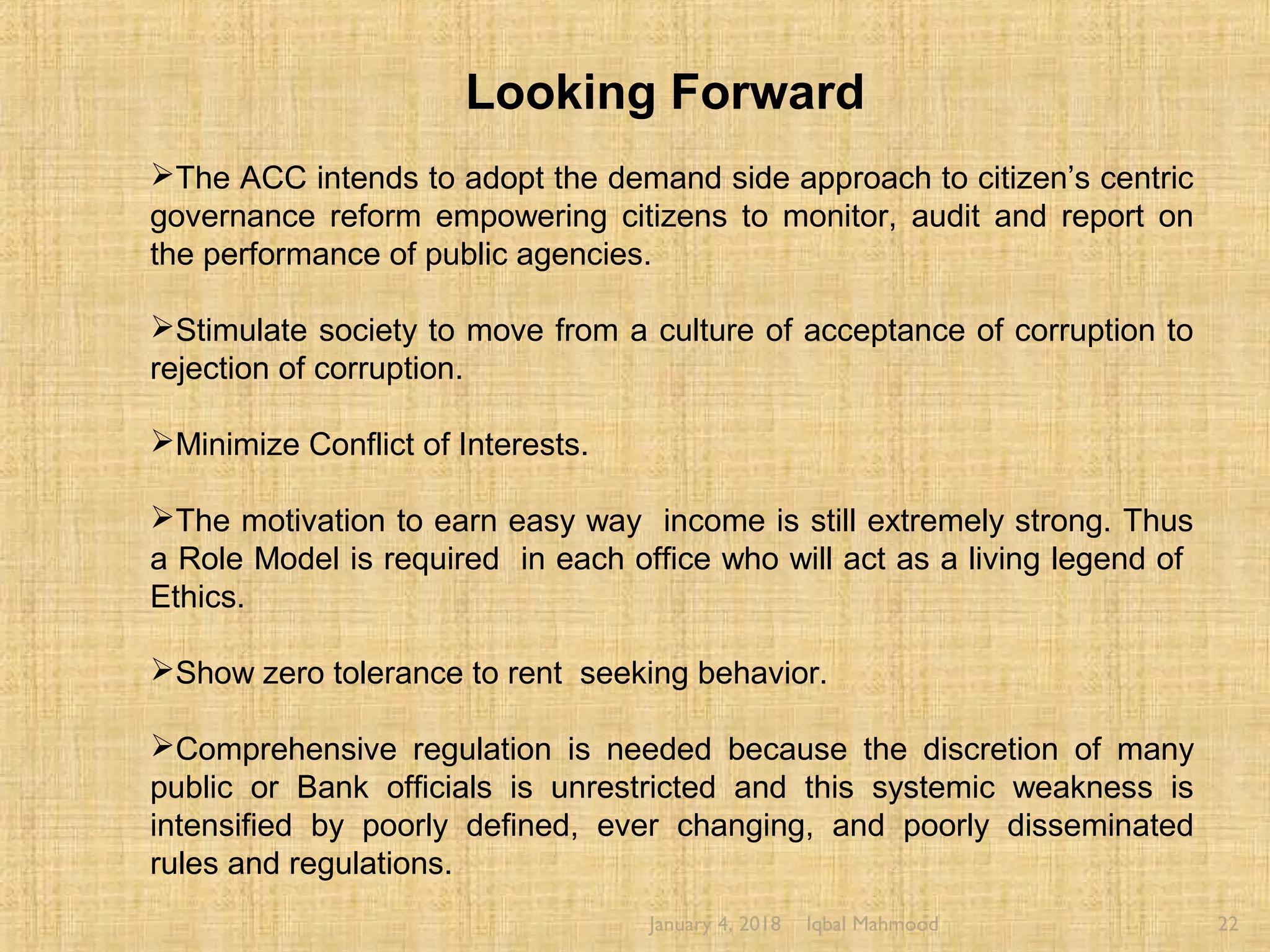 Anti corruption and integrity - causes and consequence | PPT