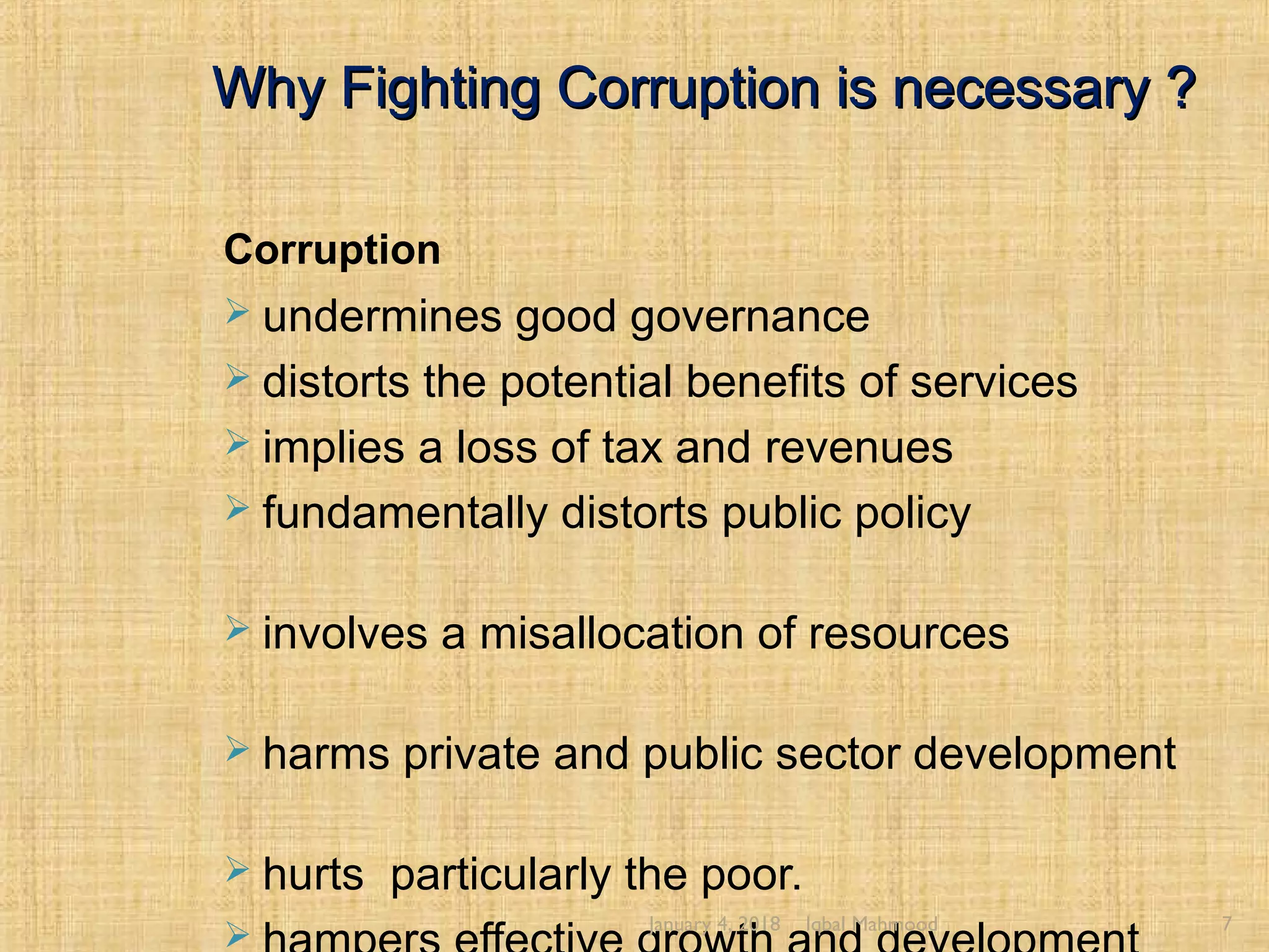 Anti corruption and integrity - causes and consequence | PPT