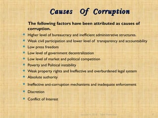 Anti corruption and integrity - causes and consequence | PPT