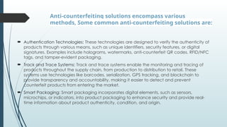 Anti-Counterfeit Solutions - VCQRU (IT Services) | PPTX