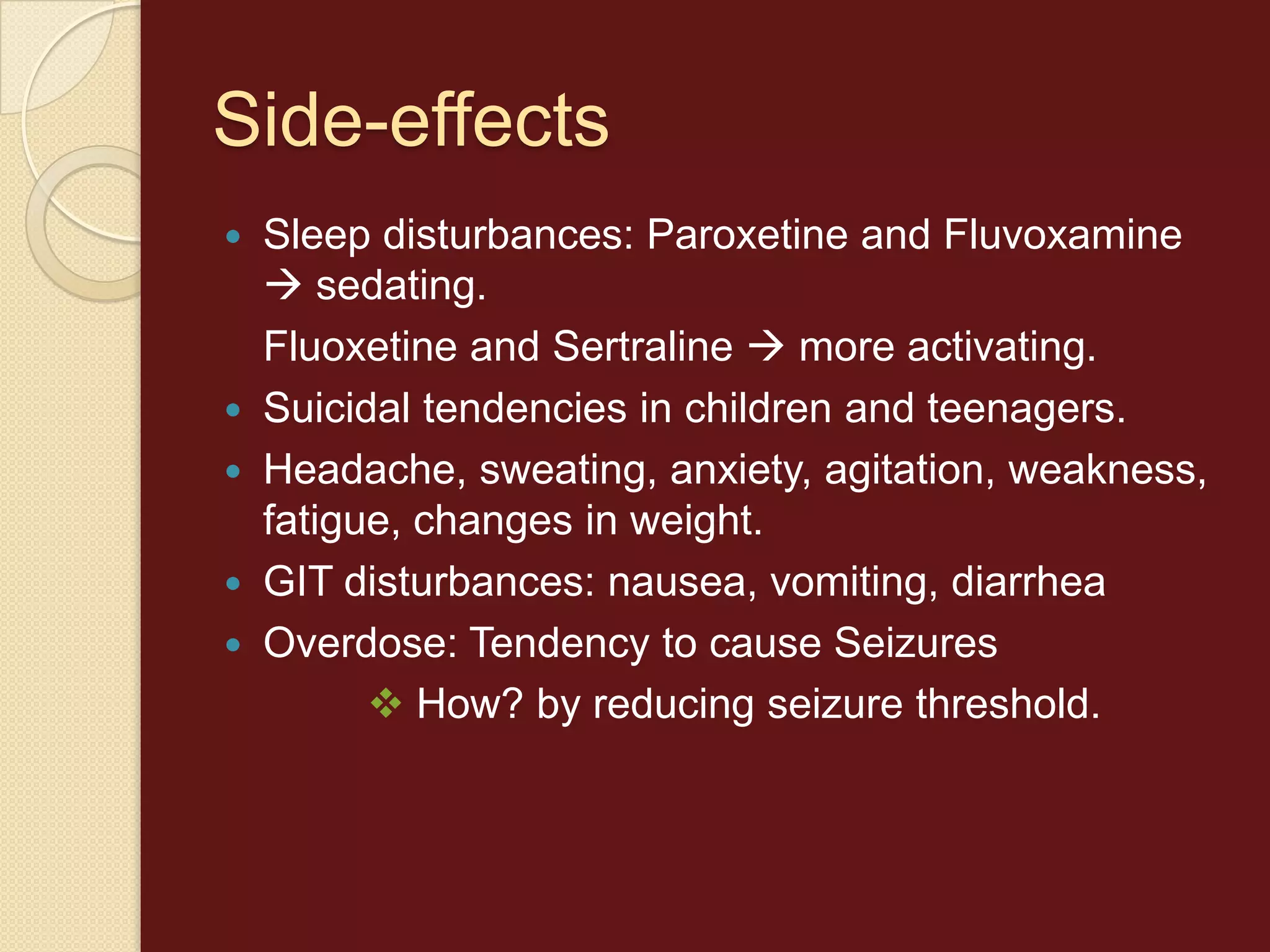 Anti-depressants - Selective Serotonin Re-uptake Inhibitors (SSRIs) | PPTX