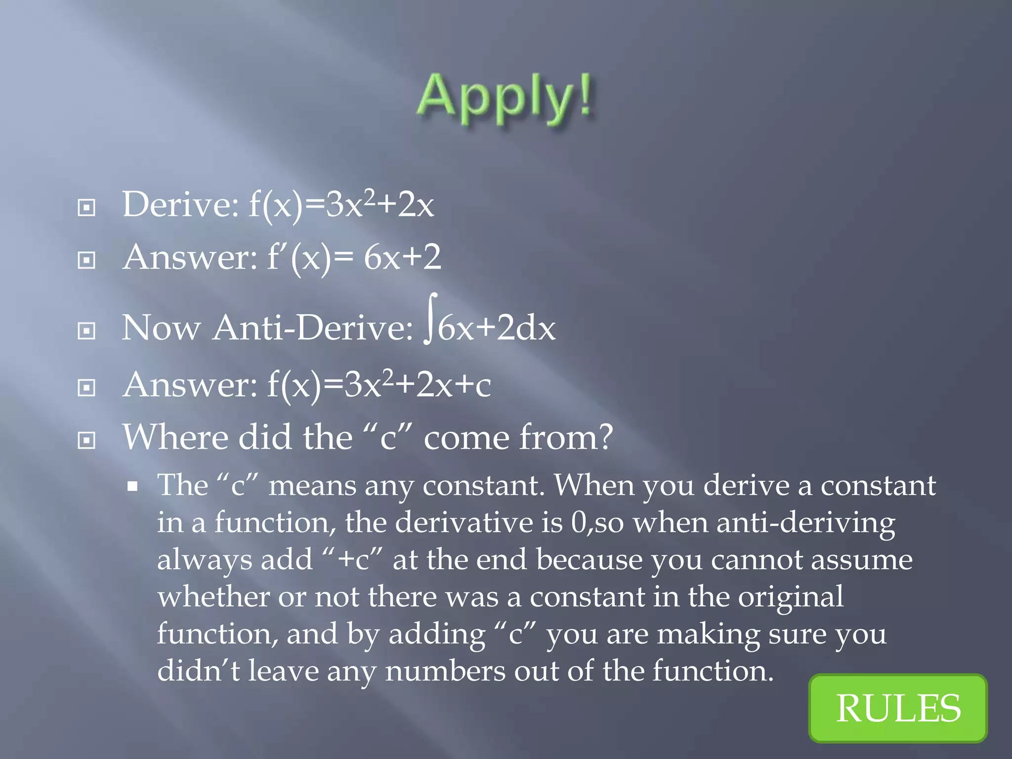 Anti derivatives | PPTX