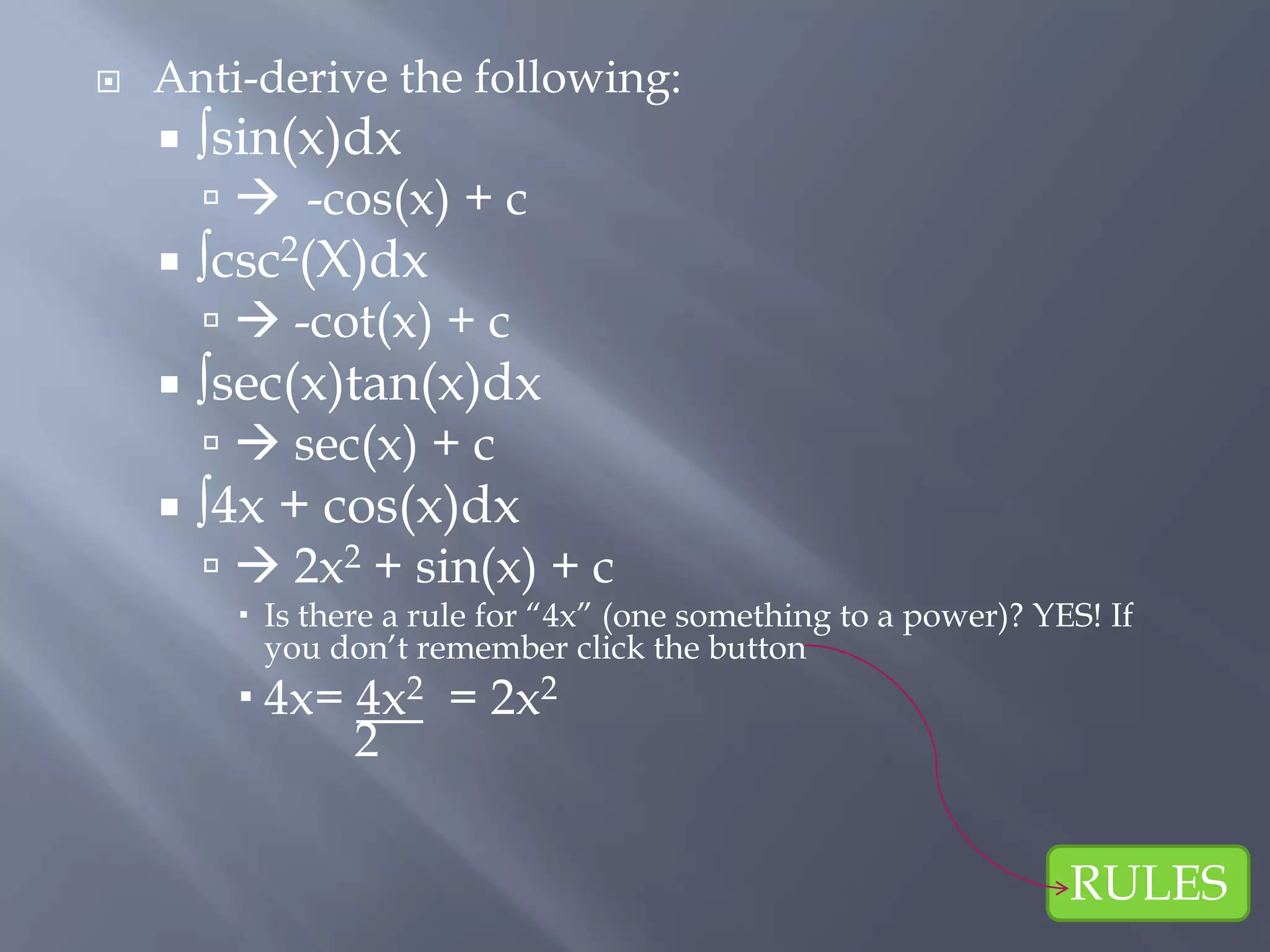 Anti derivatives | PPT