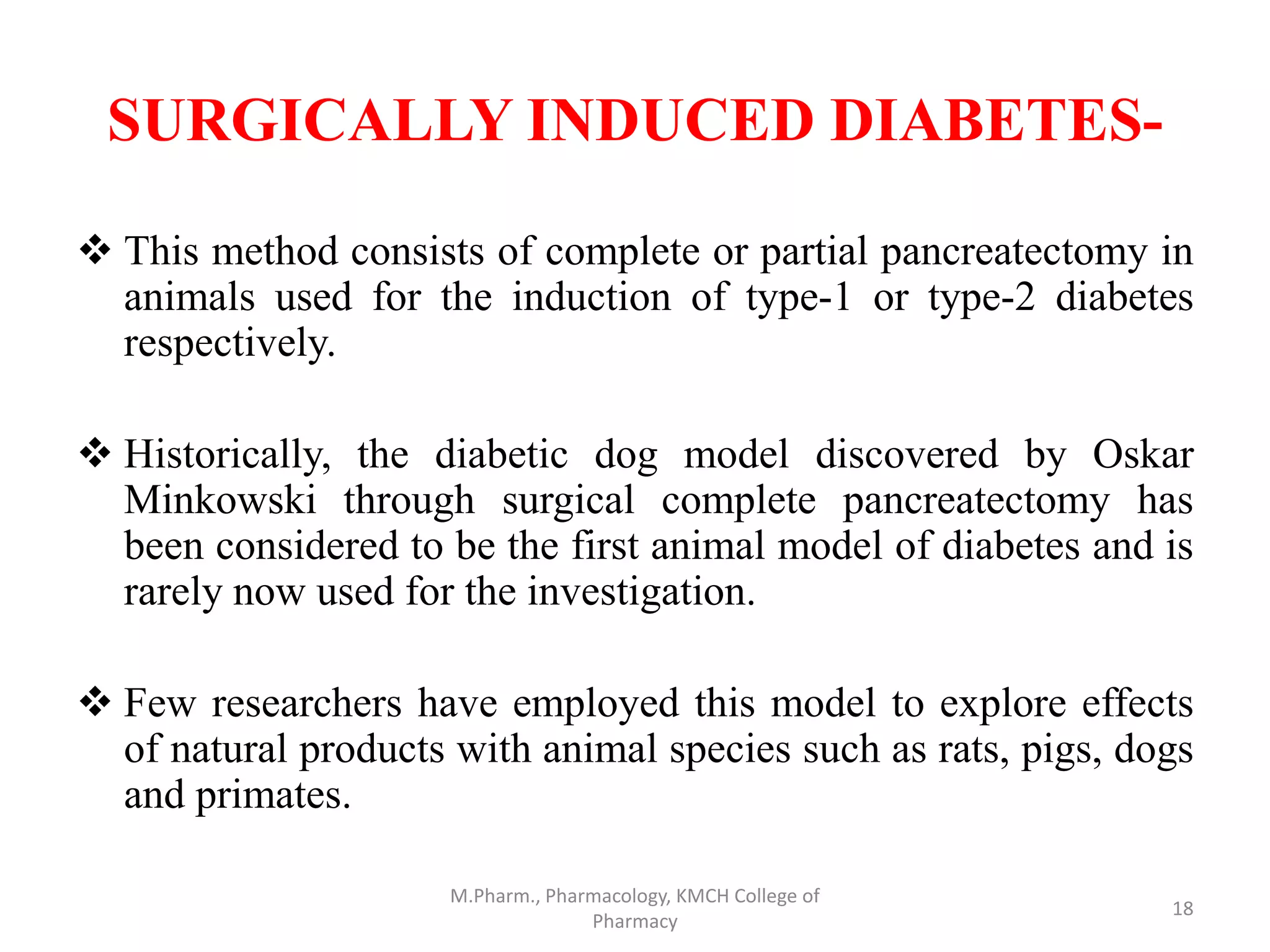 ANIMAL MODELS FOR BIOLOGICAL SCREENING OF ANTI-DIABETIC DRUGS | PPTX