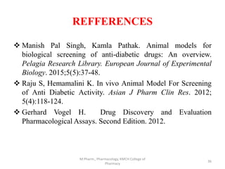 ANIMAL MODELS FOR BIOLOGICAL SCREENING OF ANTI-DIABETIC DRUGS | PPTX