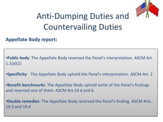 WTO Anti-Dumping and Countervailing Duties/China vs US | PPTX