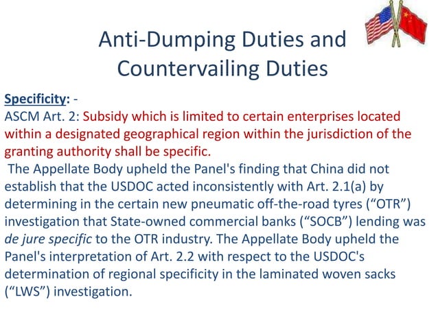 WTO Anti-Dumping and Countervailing Duties/China vs US | PPT