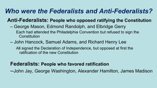 Anti-Federalists v. Federalists Debate | PPT