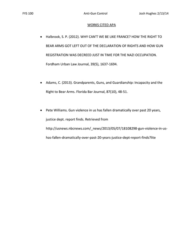 Anti gun control paper josh hughes | DOCX | Arms & Ammunition ...
