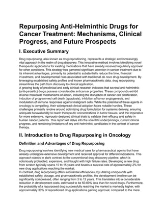 Repurposing Anti-Helminthic Drugs for Cancer Treatment: Mechanisms ...