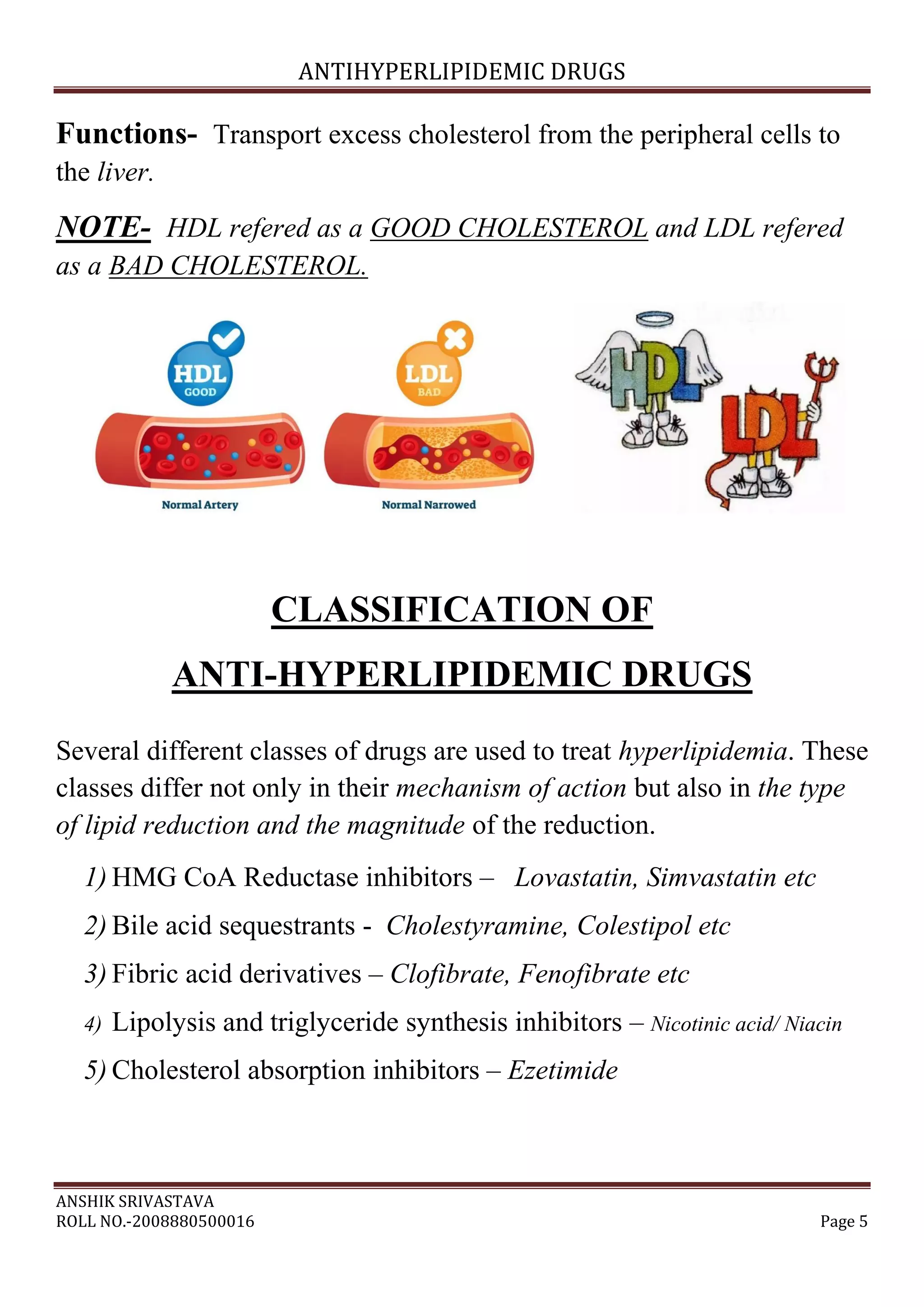 Anti-Hyperlipidemic Drugs (Pharmacology -II) By- Anshik Srivastava.pdf