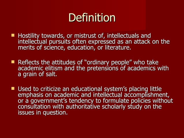 Anti intellectualism | PPT