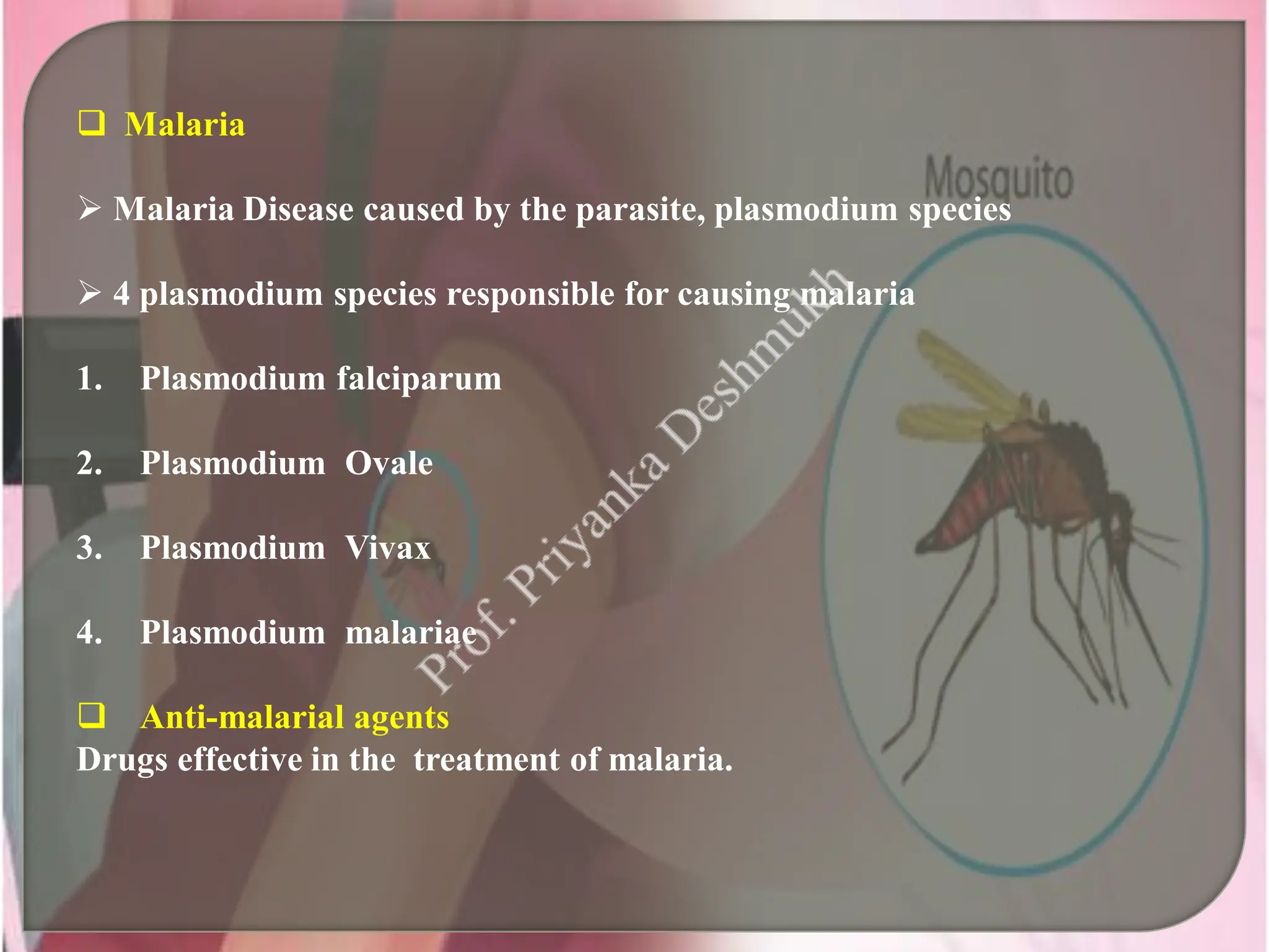 ANTI-MALARIAL AGENTS(PHARMACEUTICAL CHEMISTRY) | PPT