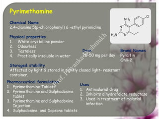 ANTI-MALARIAL AGENTS(PHARMACEUTICAL CHEMISTRY) | PPT